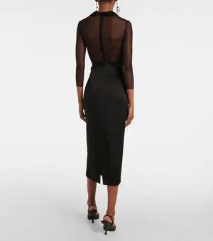 Blumarine Mesh And Satin Midi Dress