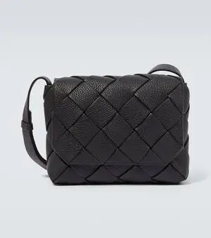Bottega Veneta Diago Intreccio Leather Crossbody Bag - Black