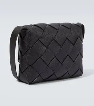 Bottega Veneta Diago Intreccio Leather Crossbody Bag - Black