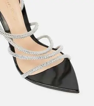 GIANVITO ROSSI Crystal Ettie Leather Sandals - Silver