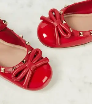 Valentino Garavani Rockstud Leather Ballet Flats - Red
