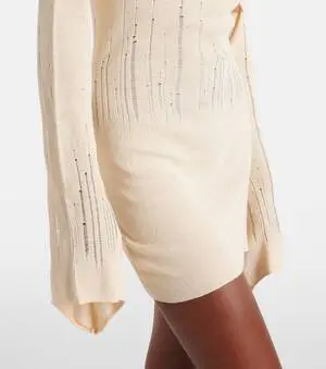 AYA MUSE Distressed Silk-blend Minidress