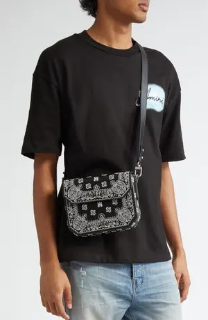 Amiri Monogram Paisley Leather Crossbody Bag