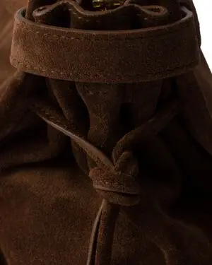 Prada Bonnie Large Suede Handbag - Brown