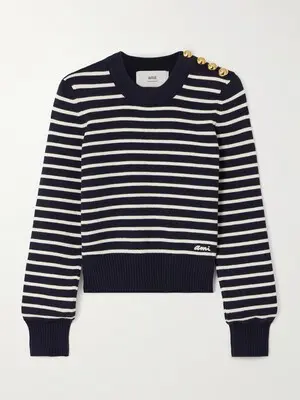AMI Paris Striped Merino Wool-blend Sweater
