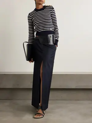 AMI Paris Striped Merino Wool-blend Sweater