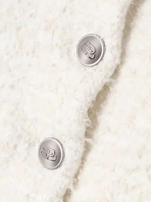 Balenciaga Cropped Metallic Tweed Cardigan - White