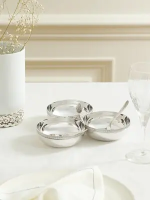 Christofle Malmaison -plated Three-bowl Server