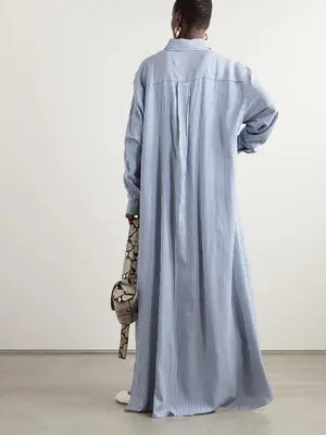 the frankie shop avery oversized striped twill maxi shirt dress The Frankie Shop Avery Striped Maxi Shirt Dress In Blue - 50% Off