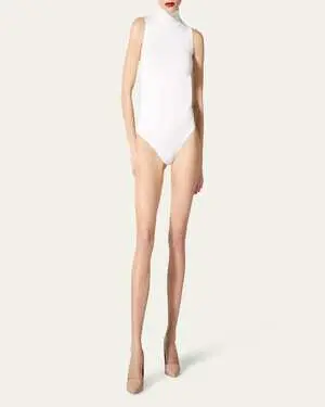 Wolford Sleeveless Mock-neck String Bodysuit - White