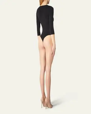 Wolford Tokio 3/4-sleeve String Bodysuit - Black