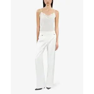 The Kooples Lace-embroidered Silk Top - Ecru