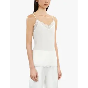 The Kooples Lace-embroidered Silk Top - Ecru
