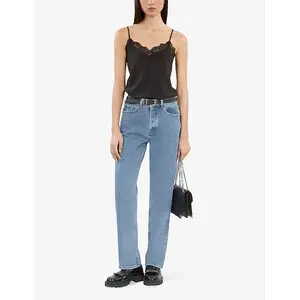 The Kooples Lace-embroidered Silk Camisole - Black