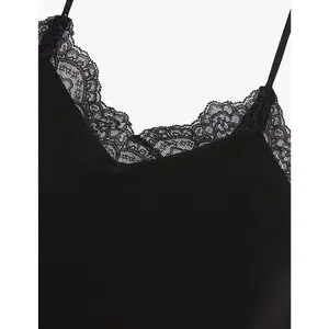 The Kooples Lace-embroidered Silk Camisole - Black