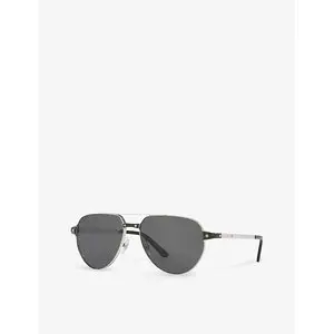 Cartier Ct0425s Pilot-frame Sunglasses - Silver