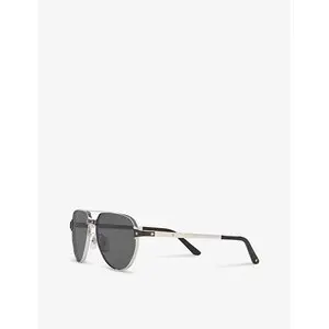 Cartier Ct0425s Pilot-frame Sunglasses - Silver
