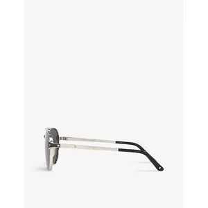 Cartier Ct0425s Pilot-frame Sunglasses - Silver