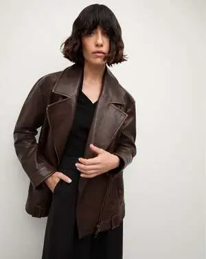 Veronica Beard Thandie Leather Dickey Jacket