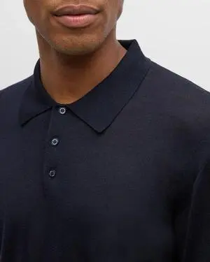 GOLDEN GOOSE Apos;s Wool Knit Polo Shirt - Navy