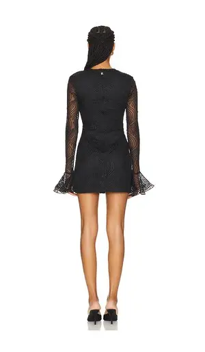 ROTATE BY BIRGER CHRISTENSEN Jacquard Mesh Mini Dress With Flounce Hem