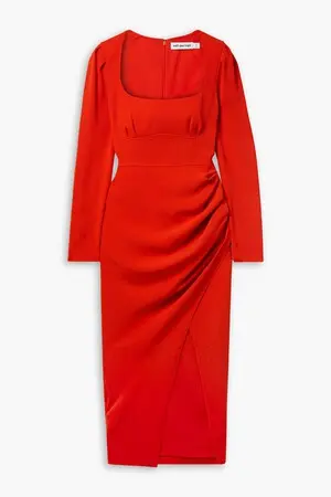 SELF-PORTRAIT Gathered Crepe Midi Dress