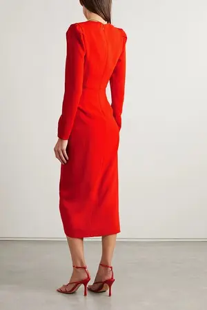 SELF-PORTRAIT Gathered Crepe Midi Dress