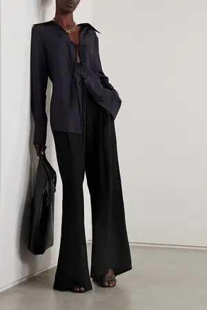 Ulla Johnson Lydia Belted Pleated Wide-leg Crepe Pants
