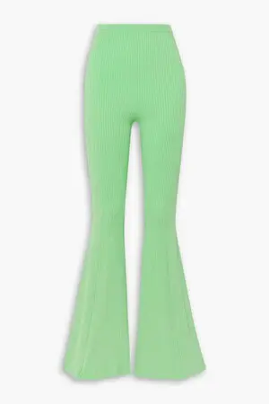 SELF-PORTRAIT Ribbed-knit Flared Pants