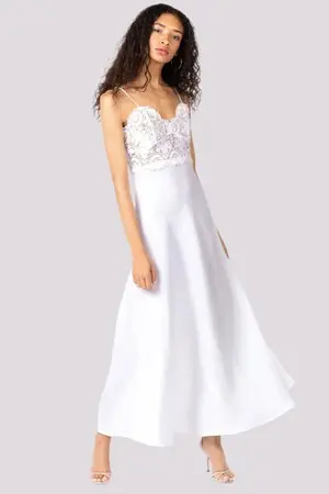 Miguelina Miguelina Alessandra Linen And Lace Cocktail Dress - White