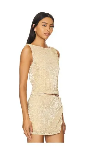 LOVERS AND FRIENDS Selma Embellished Top - Gold