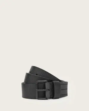 ALLSAINTS Dunston Embossed Leather Belt - Black