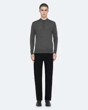 ALLSAINTS Mode Merino Wool Long-sleeve Polo Shirt - Grey