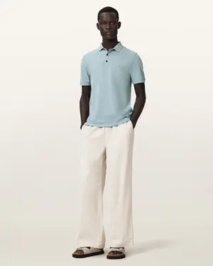 ALLSAINTS Reform Short Sleeve Polo Shirt - Blue