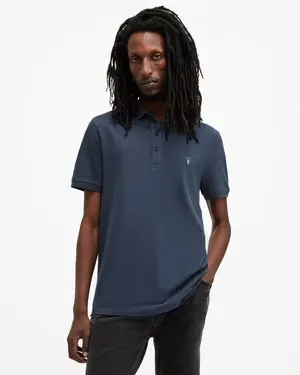 ALLSAINTS Reform Short Sleeve Polo Shirt Garnet Blue
