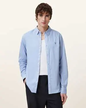 ALLSAINTS Hawthorne Ramskull Stretch Fit Shirt - Blue