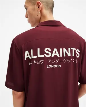 ALLSAINTS Underground Relaxed Fit Logo Shirt Mars Red