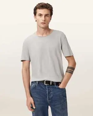 ALLSAINTS Figure Crew Neck Raw Edge T-shirt Carbon Grey