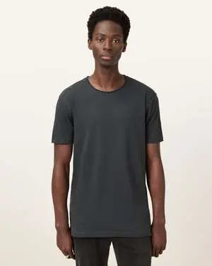 ALLSAINTS Figure Crew Neck Raw Edge T-shirt - Grey