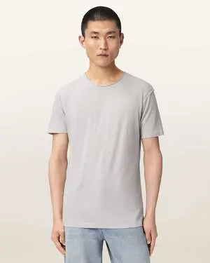 ALLSAINTS Figure Crew Neck Raw Edge T-shirt - Grey