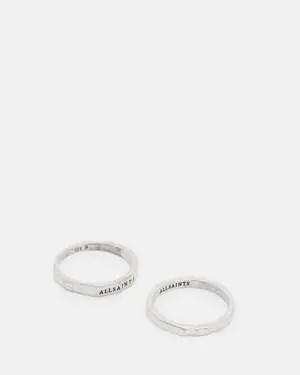 ALLSAINTS Josh Sterling Ring Set - Silver