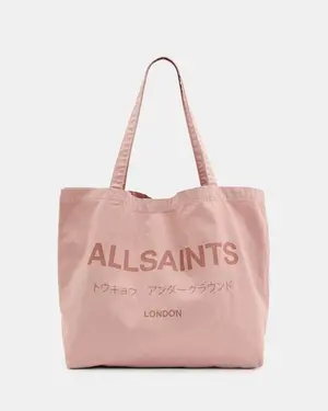 ALLSAINTS AllSaints Underground Logo Printed Tote Bag Bramble Pink