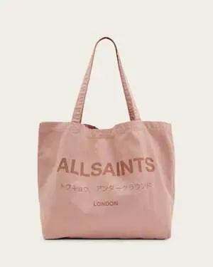 ALLSAINTS AllSaints Underground Logo Printed Tote Bag Pink