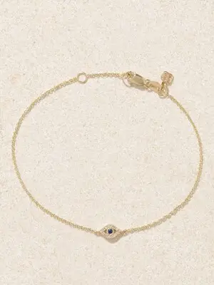 SYDNEY EVAN 14-karat Diamond And Sapphire Evil Eye Bracelet