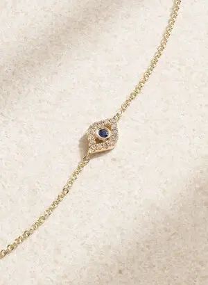 SYDNEY EVAN 14-karat Diamond And Sapphire Evil Eye Bracelet