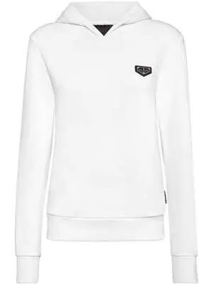 Philipp Plein Logo Plaque Hoodie - White