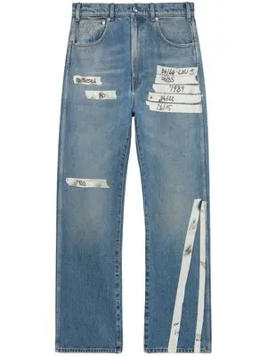 1989 STUDIO Tape Print Straight Leg Jeans - Blue