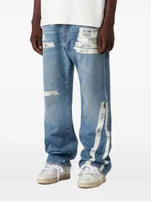 1989 STUDIO Tape Print Straight Leg Jeans