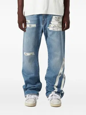 1989 STUDIO Tape Print Straight Leg Jeans