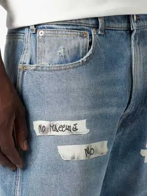 1989 STUDIO Tape Print Straight Leg Jeans